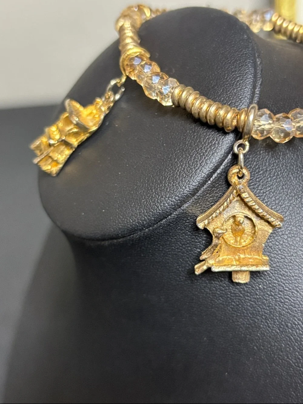 Source Unknown | Jewelry | Vintage Stretch Gold Tone Beaded Charm High ...